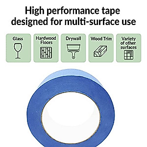 Reli. Painter's Tape, Blue | 8 Rolls | 2" x 55 Yards (440 Yards Total) | Blue Painters Tape 2 Inch Wide | Paint Tape for Walls, Glass, Wood Trim | Painting/Masking Tape | Blue