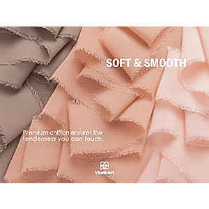 Vitalizart Dusty Rose Handmade Chiffon Silk Ribbon Fringe 1.5" x 21 Yd Frayed Edges Brown Ribbons for Wedding Invitations Bridal Bouquets Gifts Wrapping Crafts Holiday Party Decorations Nude Pink