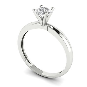 Clara Pucci 0.50ct Round Cut Solitaire Moissanite Engagement Wedding Bridal Promise Anniversary Ring in 18K White Gold Size 5.75