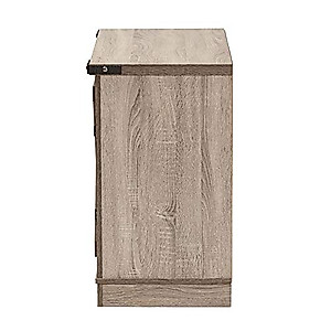 BOWERY HILL Farmhouse Brown Finished Wood 2-Door Shoe Storage Cabinet