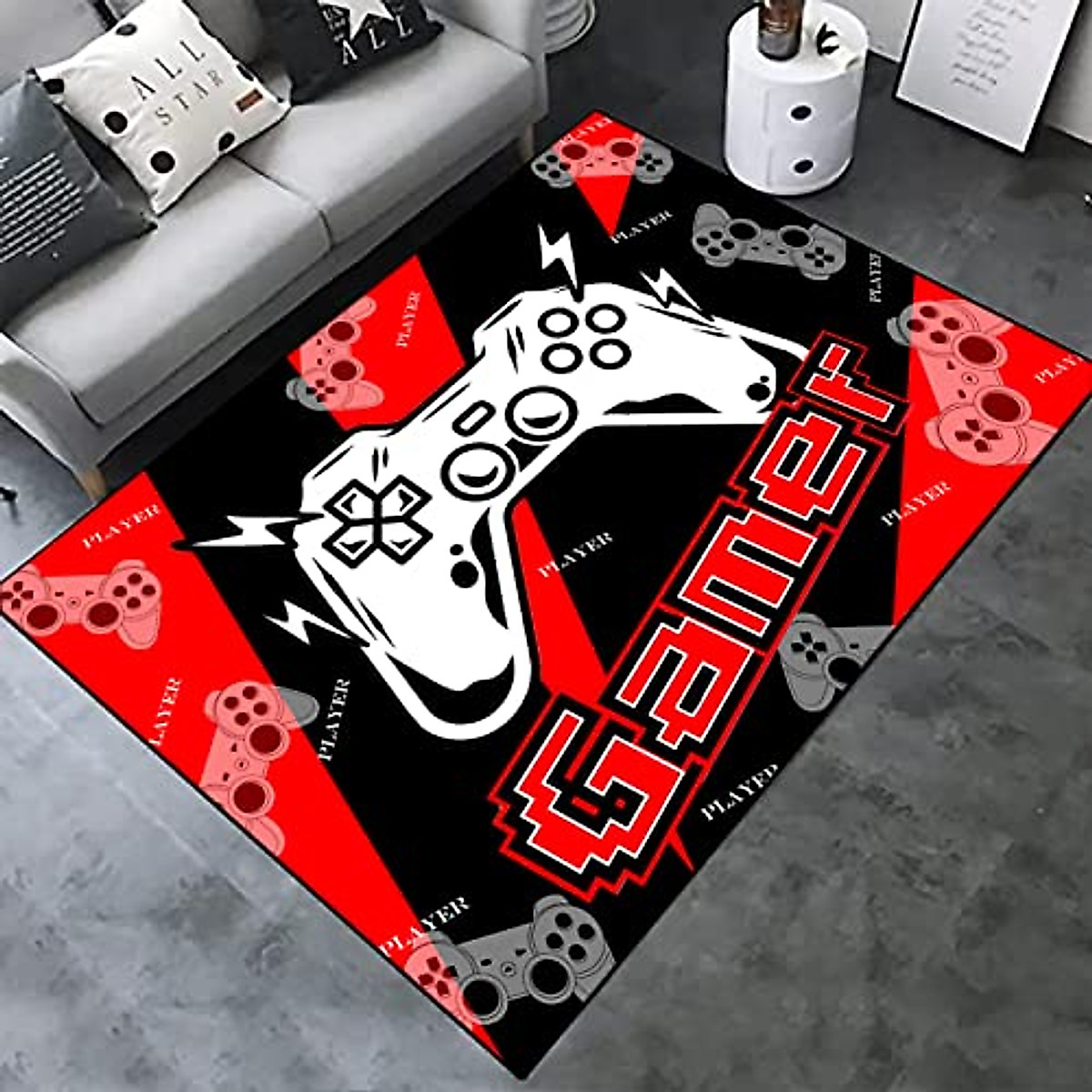 Video Game Controller Gamepad Carpets 3D Printed Pattern Game Area Rugs Non-Slip Carpets Doormats Home Decor for Living Bedroom Game Room(60x39inch)