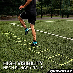 QuickPlay PRO No Tangle Agility Ladder with Quick Lock Adjustable Flat Rungs + Carry Bag (11-Rung) Multi-Sport Speed Ladder/Training Ladder