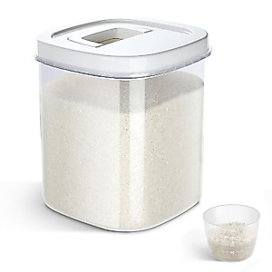 TBMax Kitchen Bulk Food Storage Container - 20 Lbs Rice Storage Container with Measuring Cup, Airtight Dry Food Container Bin for Flour, Baking Supply, Grains, Pet Dog Cat Food Storage