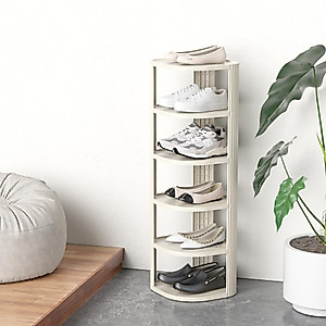 NestSprout 9 Tiers Corner Shoe Rack - Free Standing Shoe Shelf for Entryway Bedroom, Vertical Shoe Organizer for Small Space, Expandable Shoe Tower, Multi-Purpose Plastic Rack