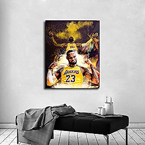Lebron James Poster Basketball Canvas Wall Art Bedroom Room Decoration Painting Large Size Poster Printing FOTRIC (12x14inch,No Frame)