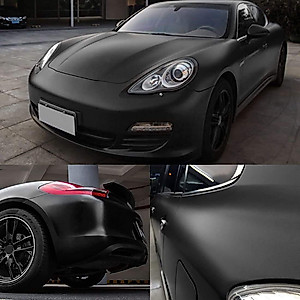 Astaote Matte Black Vinyl Wrap for Car 10ft x 1ft Air Release with 4 Pieces Wrap Vinyl Tool Kit for DIY Decoration Interior.