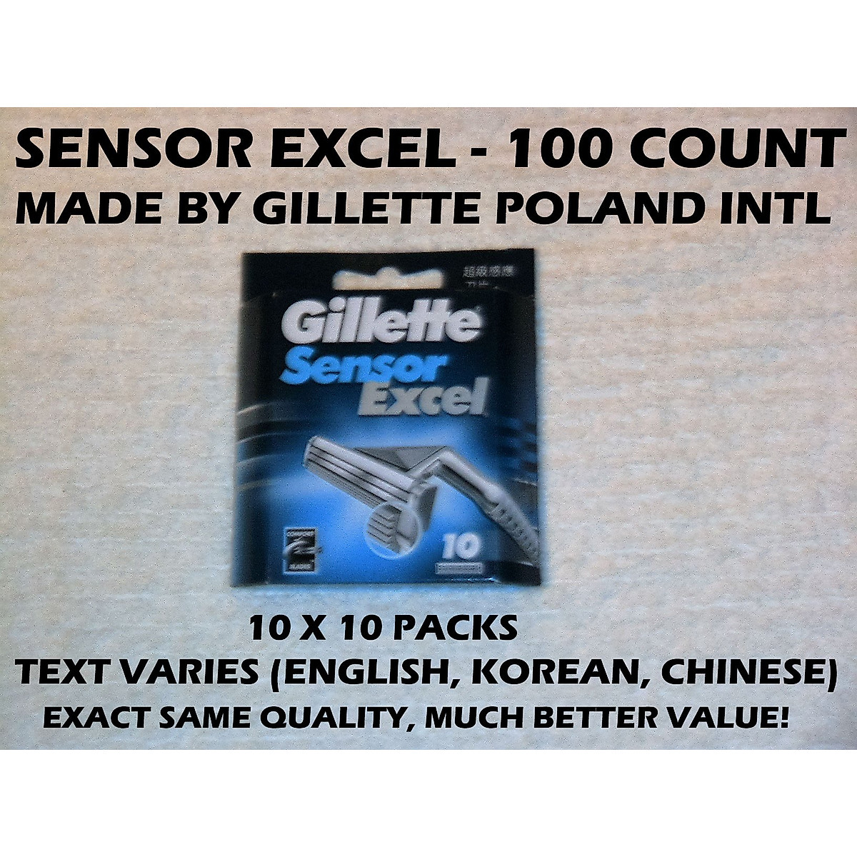 100 Counts-Gillette Sensor Excel Blade Refill Cartridges