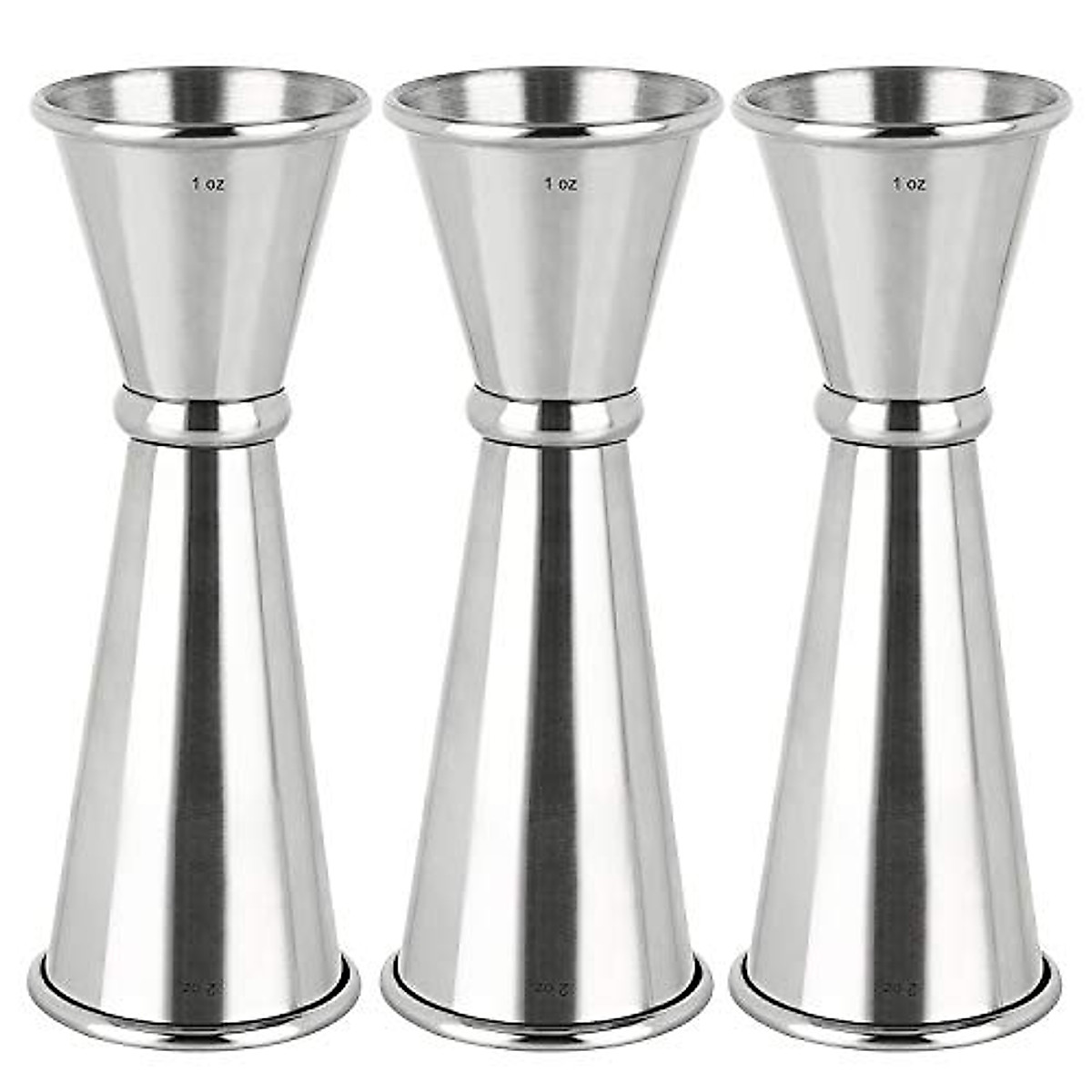 3PCS Double Jigger & Cocktail Jiggers Stainless Steel 1 Ounce X 2 Ounce Alcohol Measuring Tools