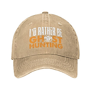 Ositerpz I'd Rather Be Ghost Hunting Hat Women Dad Hats with Design Hat Natural