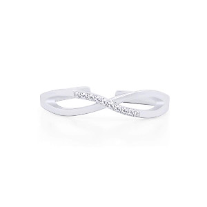 14k White Gold Over Sterling Silver White Natural Diamond Accent Infinity Toe Ring Adjustable