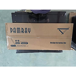 Pamray 47'' Rounded Corner Home Office Desk with Thickened Bottom Crossbar and Cable Trough & Cable Management Simple Computer Desk for Work and Gaming, Black