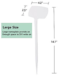 Extra Large Plant Labels, 14.1'' Tall Garden Markers for Plants Outdoor Waterproof T-Type Tags, Plastic Garden Labels for Herbs, Flowers, Vegetable, Seedlings with a Marker Pen (12PCS)