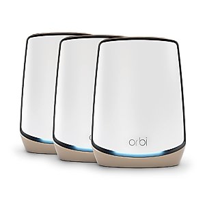 NETGEAR Orbi Tri-Band WiFi 6 Mesh Network System (RBK863S) – Router + 2 Satellite Extenders, Security Features, Up to 6Gbps, Up to 8,000 sq.ft., 100 Devices, 10 Gig Internet Port, Armor Subscription
