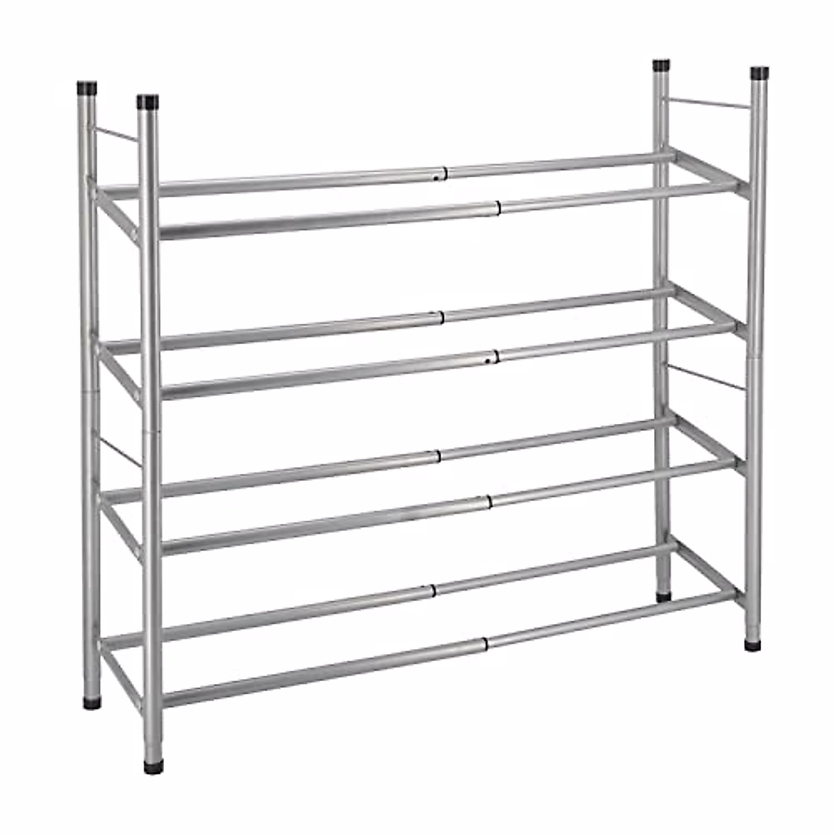 LNYZQUS 4-Tier Expandable Shoe Rack,Sturdy Shoe Shelf Shoe Organizer For Closet,Metal Adjustable Closet Shoe Racks Skinny Shoe Stand For Bedroom Closet-Grey