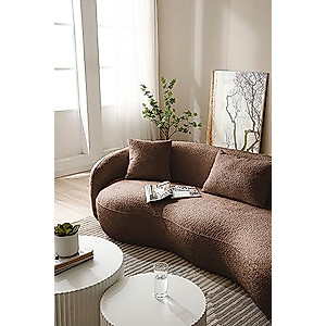 Modern Cloud Curved Sofa Mid-Century Comfy Half Moon Boucle Couch,Luxury 4-Seat Fabric Upholstered Leisure Deap Seat Sectional Sofá with 3 Throw Pillows for Living Room