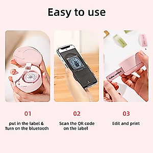 Label Maker Machine with Tapes, Mini Cute Label Makers, Bluetooth Connection with iPhone Android, Waterproof Labeler, Inkeless Labelmaker for Home, Office, Classroom Organization (5 Tapes Included)