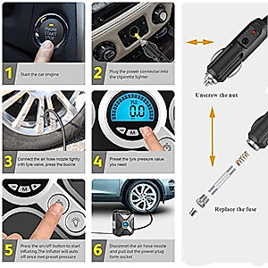 WindGallop Digital Car Tire Inflator Portable Air Compressor for Car Tires 12v Car Air Pump Tire Pump with Pressure Gauge LED Light Valve Adaptors for Bike Automobiles Basketball Pool Toys (1606y)