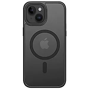 Yzoiko Strong Magnetic Case for iPhone 13 Case &iPhone 14 Case [10FT-Grade Drop Tested & Compatible with MagSafe] Translucent Anti-Fingerprint Anti Shockproof Protective Shell 6.1 Inch, Black