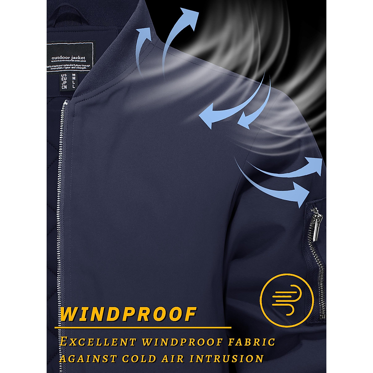 TACVASEN Mens Bomber Jackets Winter Softshell Jacket Water-Resistant Winter Coats for Men Casual Windbreaker Jackets Navy Blue