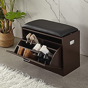 Aottop Premium Shoe Cabinet and Seat - Elegant Design, MDF Wood, and Foam Cushion for Comfortable and Convenient Shoe Storage - Perfect for Your Home Décor.