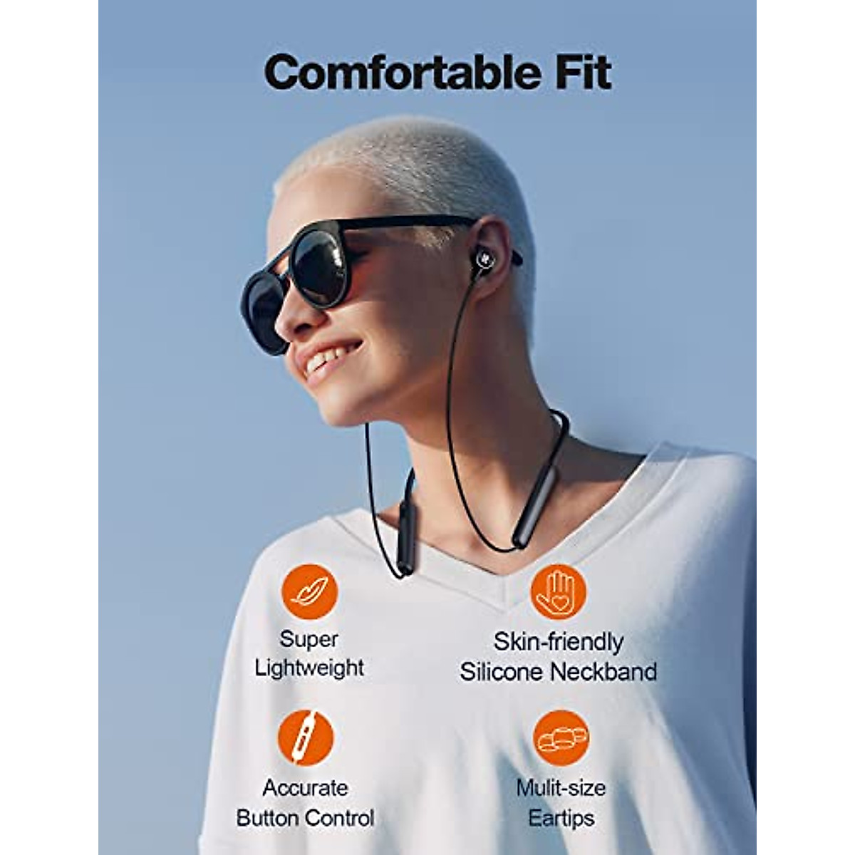 Rythflo Bluetooth Headphones,V5.2 Wireless Bluetooth Earbuds w/Mic in-Ear Magnetic Neckband Earphone 30Hrs Playtime, IPX7 Sweatproof Deep Bass Headset for Phone Call Music Sports