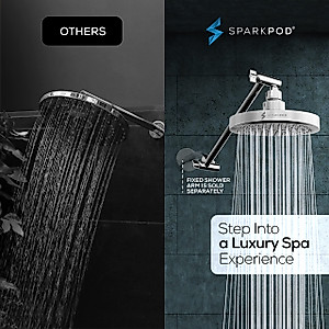 SparkPod Round Rain Shower Head with Shower Head Extension Arm - High Pressure Rain - Luxury Modern Look - No Hassle Tool-less 1-Min Installation (11" Shower Arm Extension, Luxury Polished Chrome)