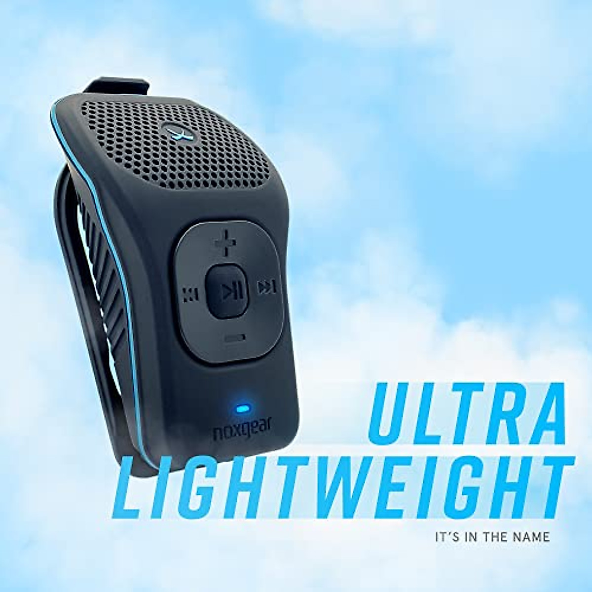 noxgear 39g Wearable Waterproof Bluetooth Speaker - Magnetic Clip-On Wireless Portable Bluetooth Speakers - Up to 12 Hours Battery Life - Clip Speaker with Microphone - Large Tactile Control Buttons