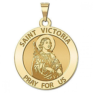 PicturesOnGold.com Saint Victoria Religious Medal - 2/3 Inch Size of Dime, Sterling Silver