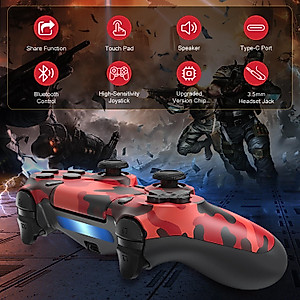 Hiyuky for PS4 Controller 2 Pack,Wireless Controller for PS4/Slim/Pro/PC with 3.5mm Audio Jack/Dual Vibration/6-Axis Motion Control/Touch Pad