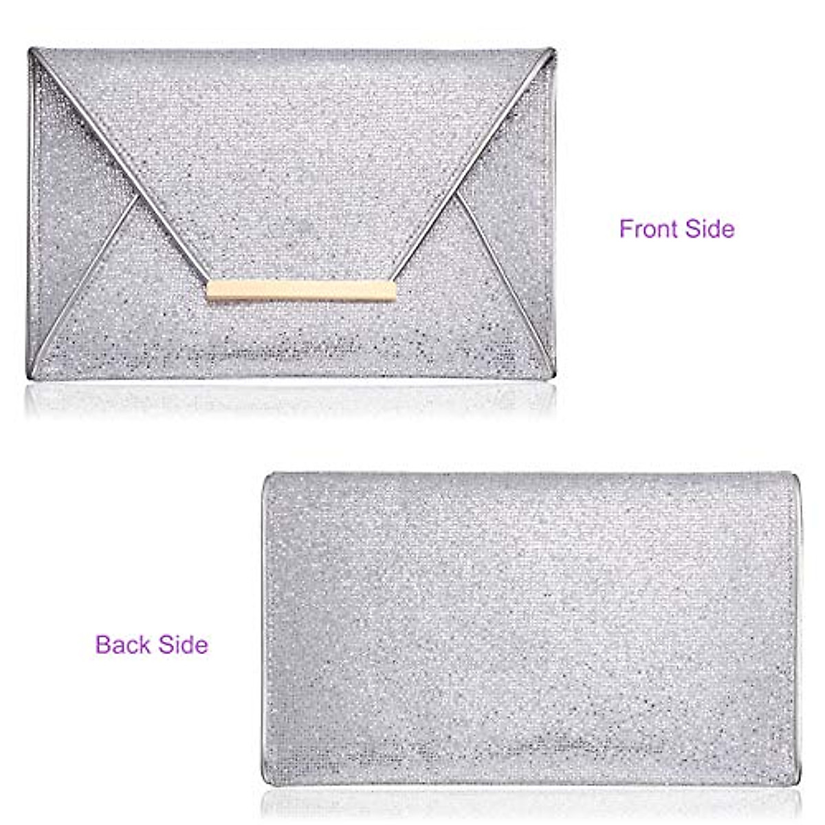 TENDYCOCO Women Evening Clutch Bag Silver Rhinestone Purse Glitter Prom Clutch Purse for Women Ladies