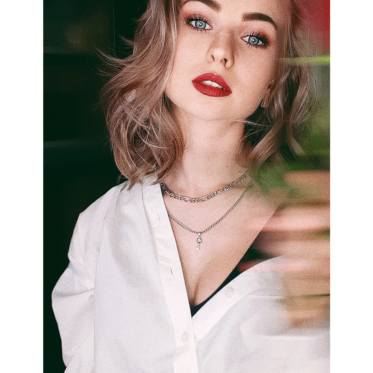 ASDULL 925 Sterling Silver 5mm Figaro Link Chain Necklace for Men Women Diamond Cut Silver Link Chain 22 Inches