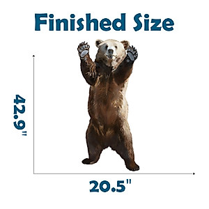 RoyoLam Standing Brown Bear Wall Decal Nursery Animal Wall Sticker Removable Peel and Stick Waterproof Wall Art Decor Stickers for Kids Baby Classroom Living Room Playing Room Bedroom