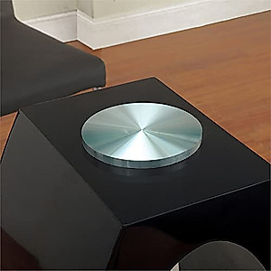 Furniture of America Glass Top Round Wood Dining Table in Black