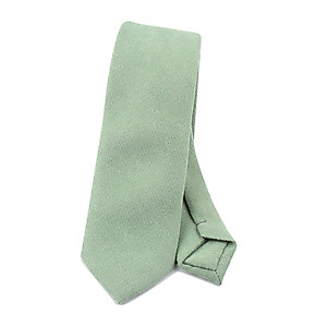 Men Skinny Sage Green Ties Cotton Timeless Narrow Width Best Wedding Neckties for Grooms