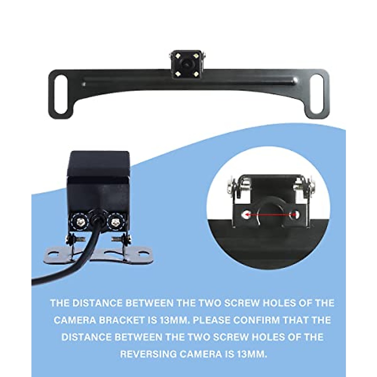 ESEWALAS Rearview Camera Mount Accessorie,Dash Cam Mirror Camera Kit,Universal Car Rear View Camera License Plate Bracket,Installation Holder for Backup Camera Reverse Camera