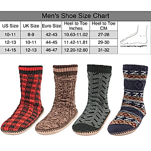 Cozylook Mens Slipper Socks Fleece Lined Non-slip Soles, Winter Soft Thick Cozy Home Boots, Warm Fuzzy House Shoes Indoor, Adult Size 8-9