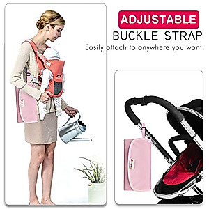 Zooawa Baby Diaper Changing Pad, Lightweight Waterproof Christmas Travel Diaper Clutch for Newborn Boy & Girl, Diaper Changing Mat Station with Mesh Pockets, for Toddler Travel Changing Station, Pink