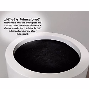 Elly Decor 11.5-inch Cylinder Pot, fiberstone Handmade by artisans, with Drainage Hole and Plug, Outdoor and Indoors Planter, Lightweight, Hand-Painted, Matte White