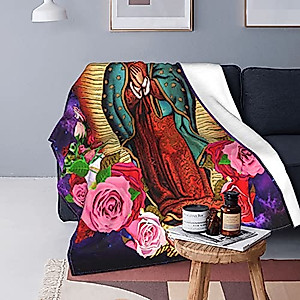 Our Lady of Guadalupe Virgin Mary Adult Kids Fleece Blanket Throw Blanket for Bedding Living Room Decor Sofa Blanket 80"X60"