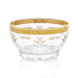 Clear Glass Dessert Bowls/Cups with Rich Gold Design-Set of 6- Measures: 4"D x 3"H
