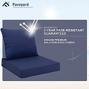 Favoyard Outdoor Seat Cushion Set 19 x 19 Inch Waterproof & Fade Resistant Patio Furniture Cushions with Removable Cover Deep Seat & Back Cushion with Handle and Adjustable Straps for Chair Sofa Couch