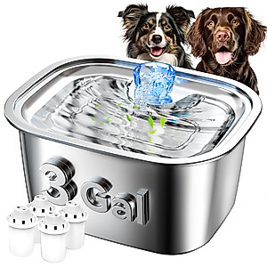 Stainless Steel Large Dog Water Fountain for Large Dogs,3Gallon Extra Large Capacity Big Pet Water Fountain with 4 Filters,Automatic Dog Fountain Water Bowl Dispenser Indoor,Quiet Pump,Dishwasher Safe
