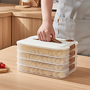 Hisocute Multi-layer Dumpling Storage Box With Lid Sealing Organization Container For Kitchen Vegetable Dumpling Box, 4-tier
