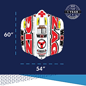 WOW Sports Zig Zag Towable Inflatable Tube for Boating - 1 to 2 Person Towable - Steerable Tubes for Boating