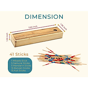 BSIRI Mikado Wooden Pick Up Sticks Classic Kids Board Game for Adults and Teens in Family and Children Board Games for Kids 7 and Brain Teasers of Mathematics Fun Table Games