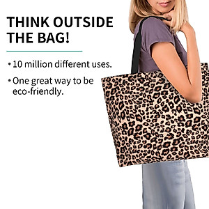 OHORTEB Leopard Tote Bag for Women, Reusable Large Ladies Cheetah Shoulder Bag, Fasion Handbag for Office, Shopping, Travel