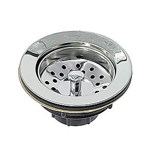 Basket Strainer 4 Inch Kitchen Sink Steel Drain with ABS Base and Removable Strainer Assembly, For American Standard Kitchen Sink With 3-1/2 Inch Drain Hole