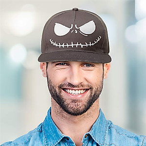 Disney Nightmare Before Christmas Baseball Cap, Snapback Hat for Men, Jack Skellington Grey