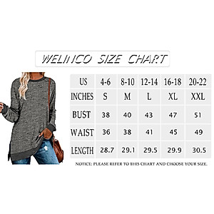 WELINCO Women's Long Sleeve Sweatshirts Color Block Crewneck Sweaters Tunic Tops(Green X-Large)