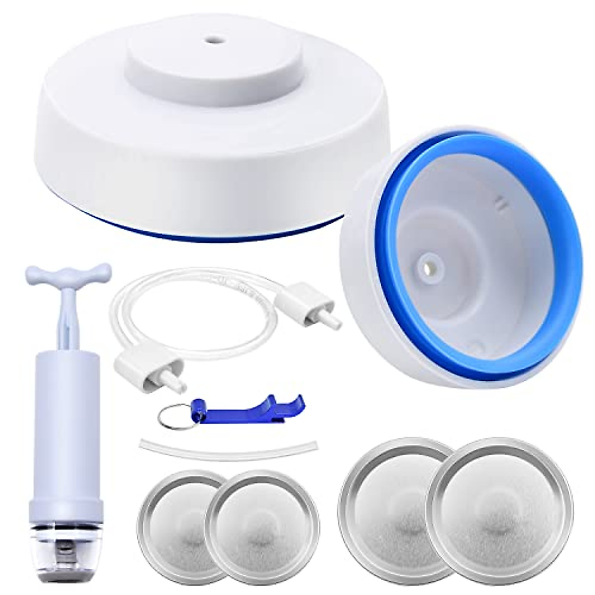 Jar Sealer and Accessory Hose Kit Compatible with FoodSaver Vacuum Sealer, Mason Jar Sealer Vacuum Kit for Regular & Wide-Mouth Mason Jar, Jars Sealing Hood with Hose and Jar Lids (White)